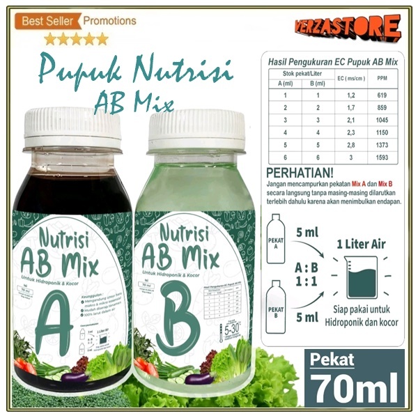 Jual Pupuk Nutrisi AB Mix Sayuran Daun 70ml Pekat | Shopee Indonesia