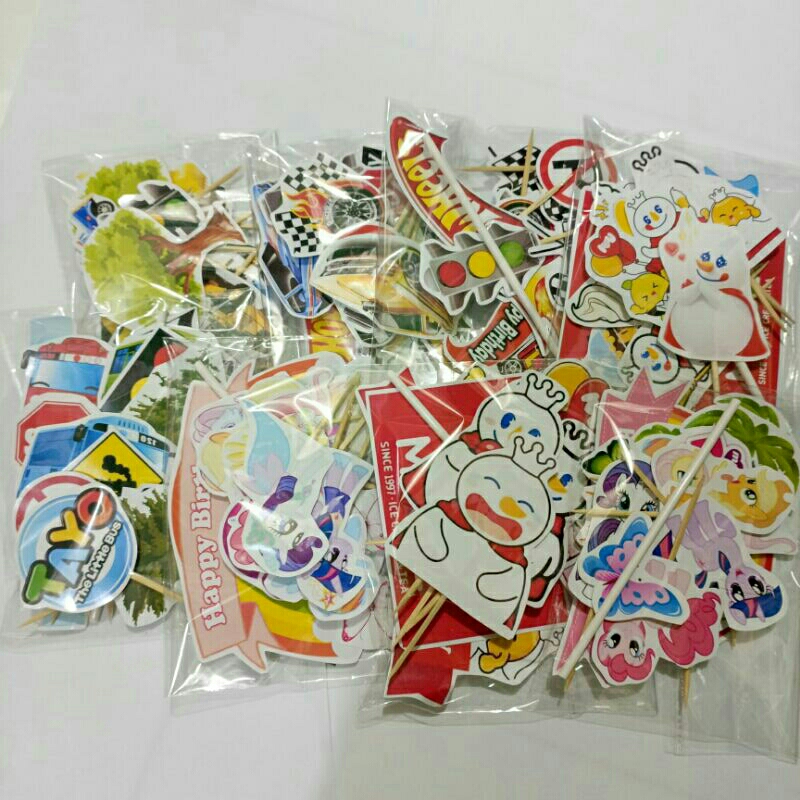 Jual Topper Cake Custom/Hiasan Kue ULTAH Karakter/Topper Tusuk MURAH free request nama PART 1 ...