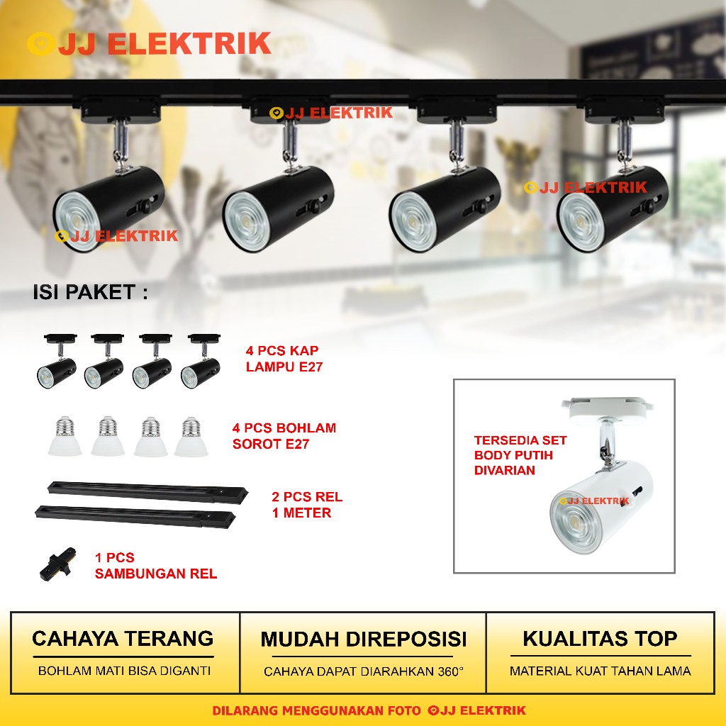 Jual Paket 4 Lampu Sorot Rel 2M Spotlight Tracklight LED - Bisa Ganti ... Jual Paket 4 Lampu Sorot Rel 2M Spotlight Tracklight LED - Bisa Ganti ...