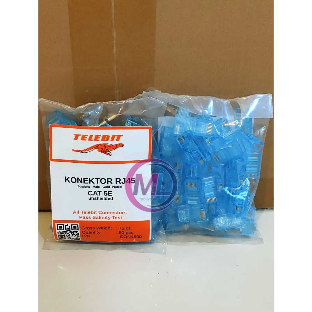 Jual Konektor RJ45 Cat5e Telebit Connector RJ45 Cat 5e Gold Plated ...