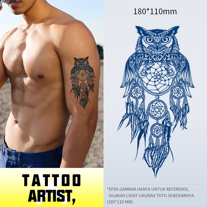 Jual tato, tatto,tato temporer, motif burung hantu, pola burung hantu ...
