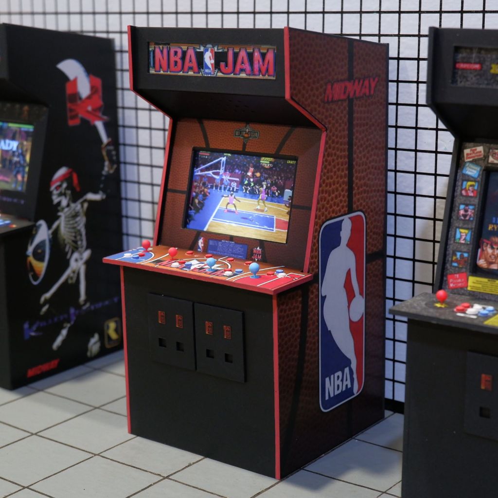 Jual Miniatur Skala 1/12 Arcade Machine NBA Jam Mesin Ding Dong LED ...