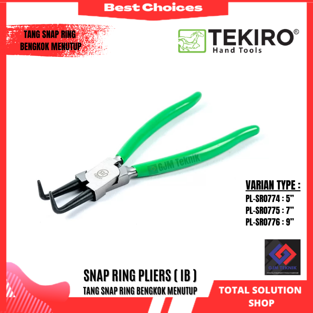 Jual Tang snap ring IB 7 inchi merek tekiro-tang snap ring bengkok ...