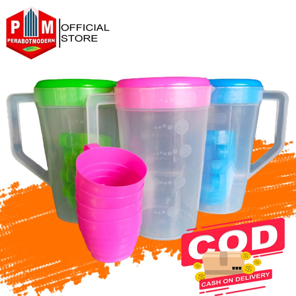 Jual Teko Set Gelas Eskan 4 in 1 Kapasitas 2300ml Water Jug Eskan ...