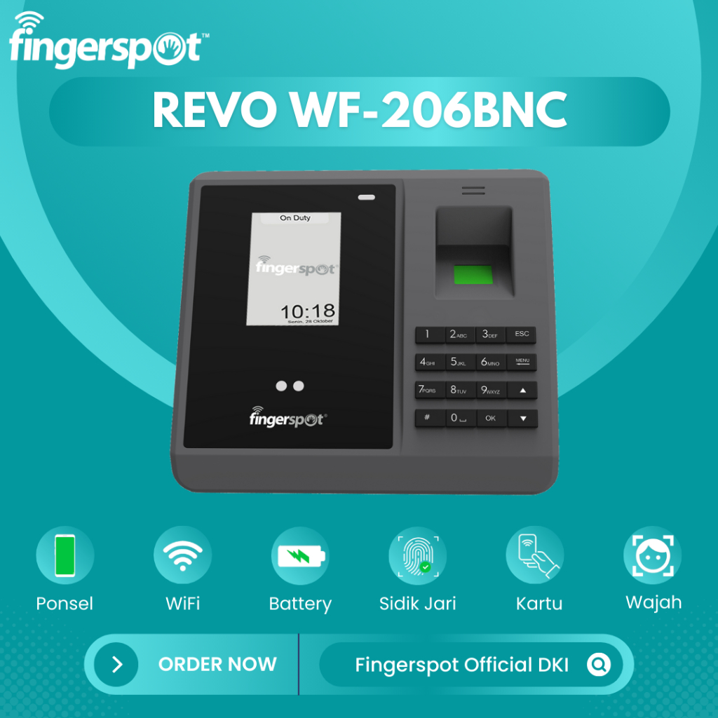 Jual Mesin Absensi Wajah Sidik Jari Fingerprint WiFi - Revo WF-206BNC ...