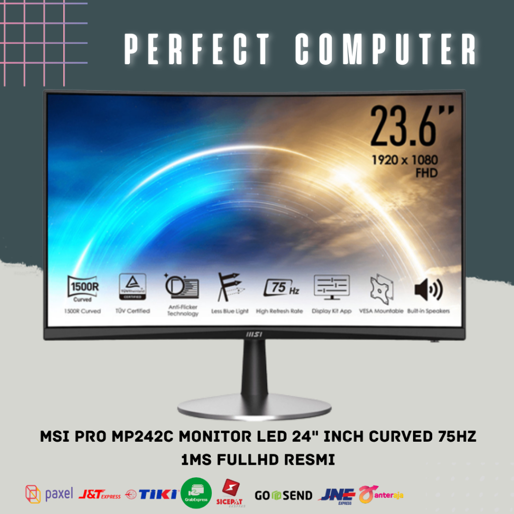 Jual MONITOR LED MSI PRO MP242C 24" Inch Curved 75hz 1ms FullHD Resmi ...