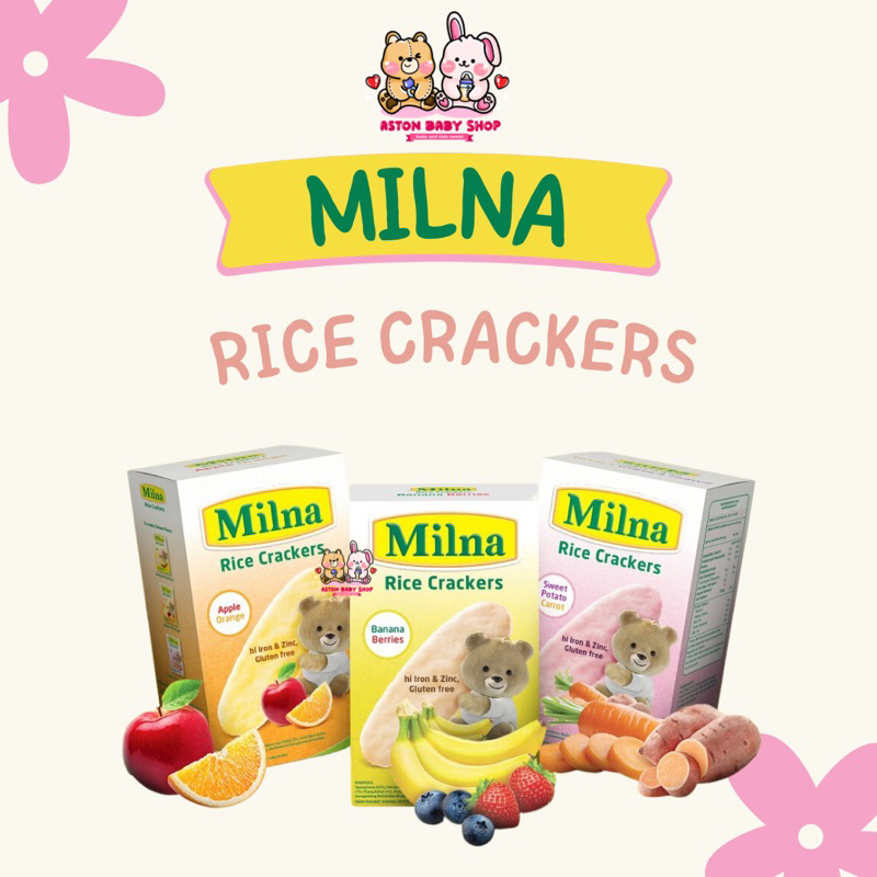 Jual Milna Rice Crackers 20gr Biskuit Bayi 8 Bulan Ke Atas Snack ...