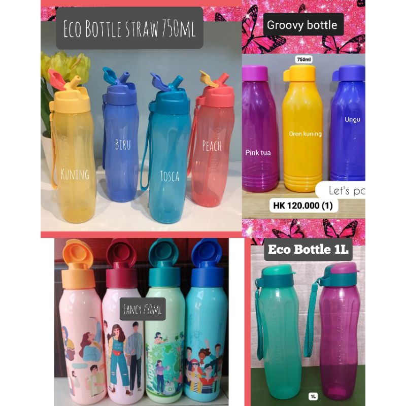 Jual botol tupperware 750ml eco bottle 1L /groovy/straw/flip | Shopee ...