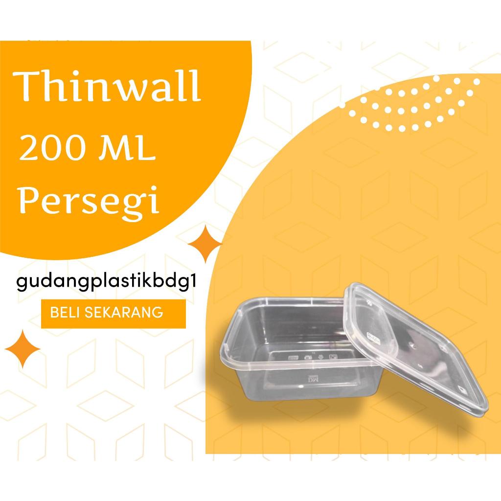 Jual Thinwall Persegi Panjang 200ml Tutup Kotak Makan Plastik 200ml