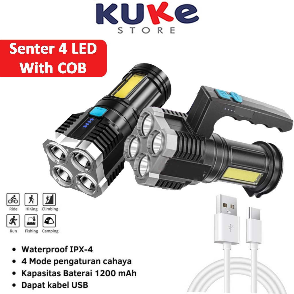 Jual KUKE SENTER LED 4 MATA + COB LIGHT SUPER TERANG L-S03 L-S09 DENGAN ...