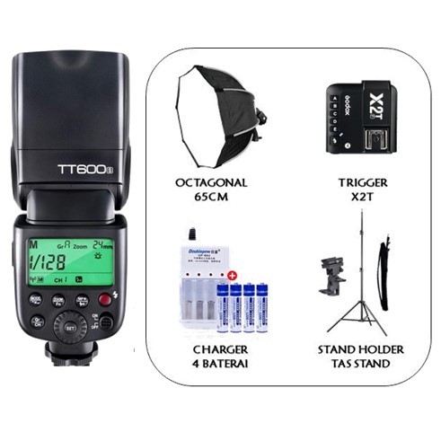 Jual 2 Flash Godox TT600 Universal + Trigger Godox X2T + 2 Payung ...