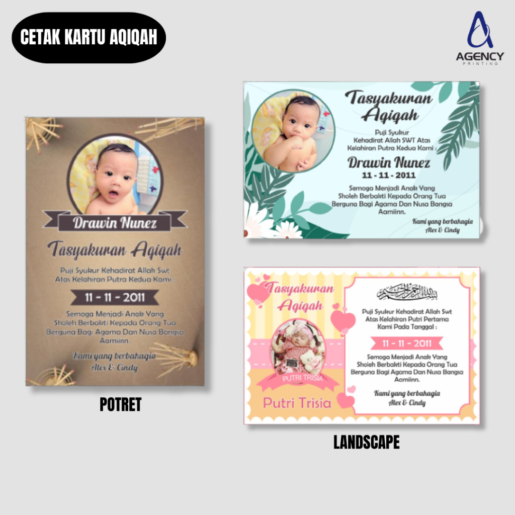 Jual Cetak Kartu Aqiqah Tasyakuran | Cetak Print Kartu Nama Bayi ...