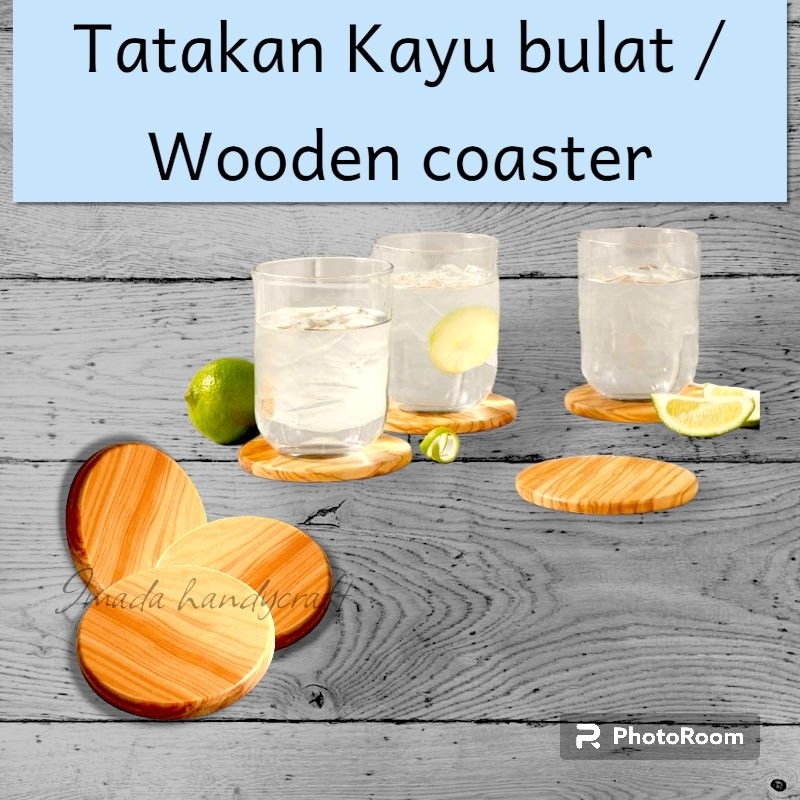 Jual wooden coaster bulat ukuran diameter 6cm | Shopee Indonesia