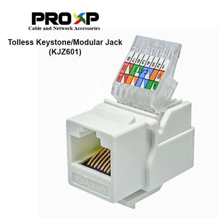 Jual Proxp Tolless Keystone Jack Modular Jack RJ45 CAT 6 - White ...