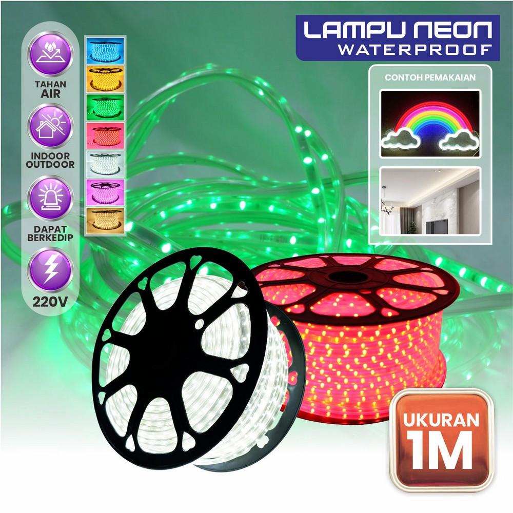 Jual Lampu LED Strip Selang 5050 UK 1M 220V Warna Warni Hiasan Dekorasi ...