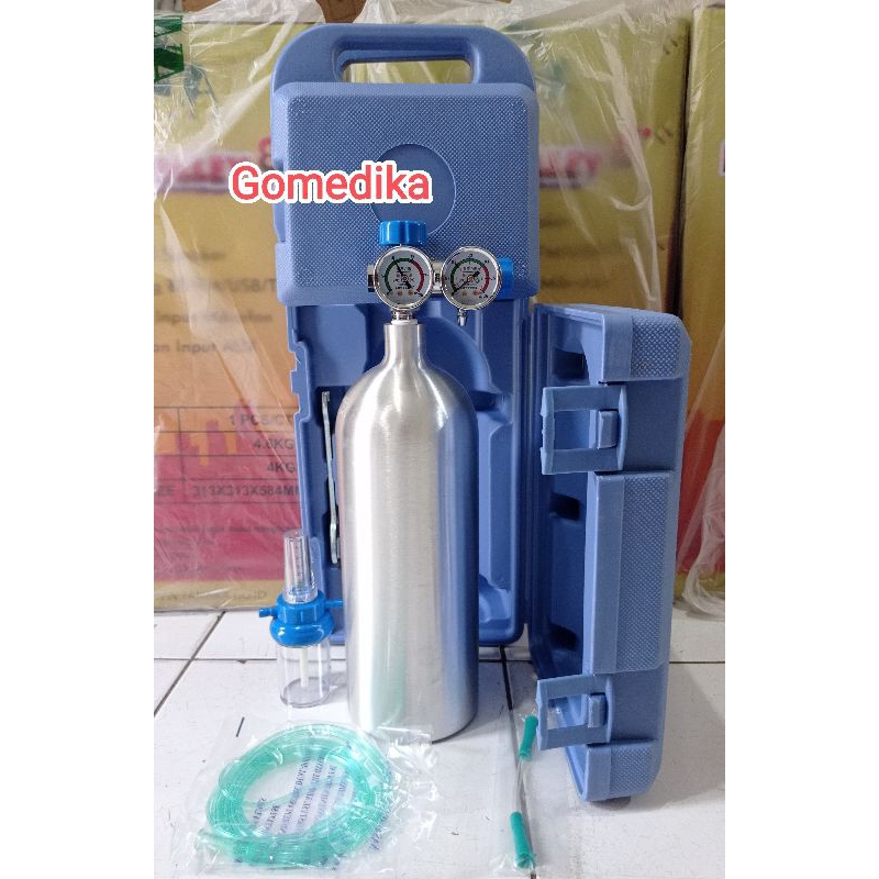 Jual Tabung Oksigen Alumunium Vol 2Liter Oxygen Tank Portabel dalam Koper | Shopee Indonesia