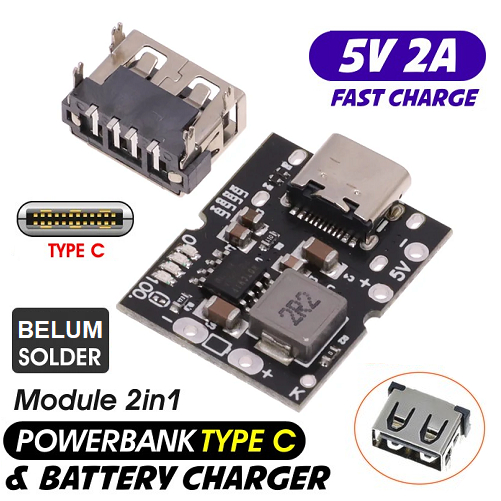 Jual Kit Modul Power Bank USB Type-C Fast Charger Module Step Up 2A 5v ...