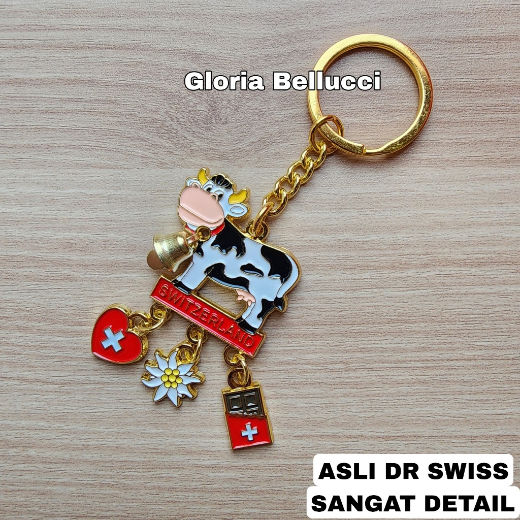Jual gantungan kunci swiss sapi souvenir oleh oleh keychain switzerland ...