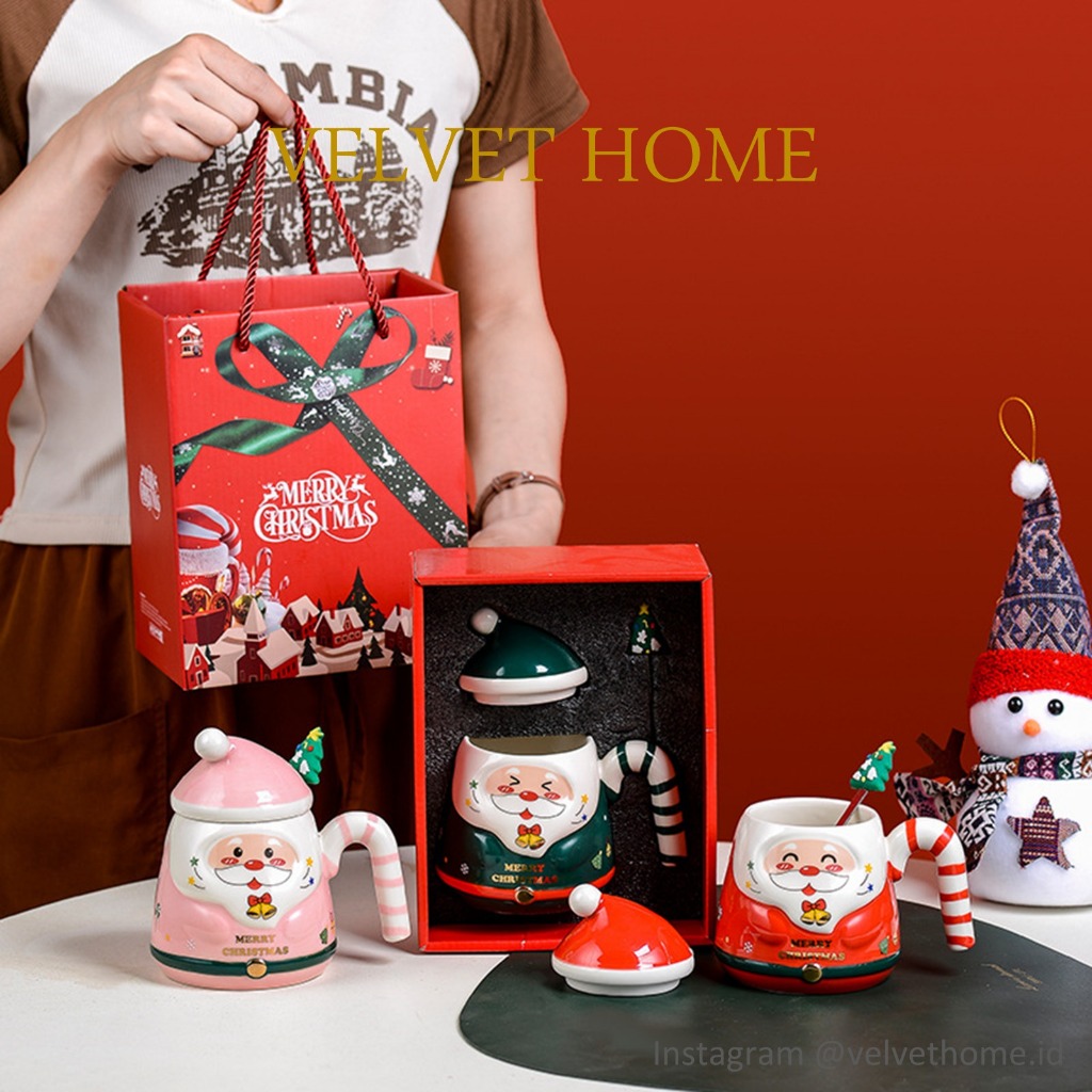 Jual Hampers mug natal christmas santa cane gelas santa gift kado ...