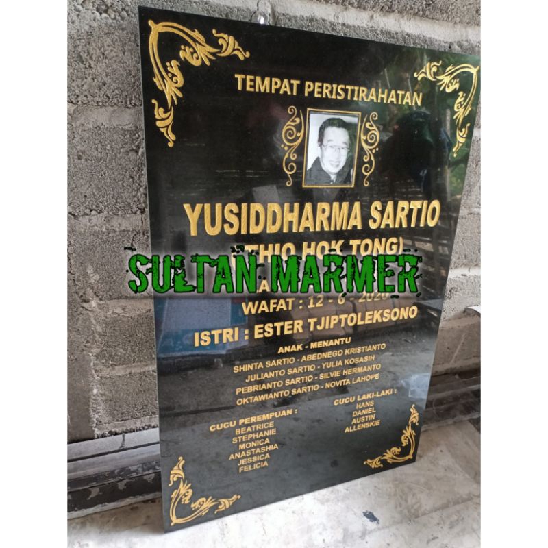 Jual Maesan Nisan Lembaran Batu Granit Hitam Glosy Tulisan Ukir | Shopee Indonesia
