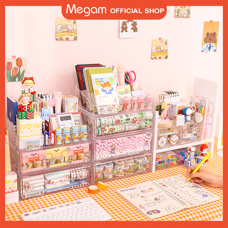 Jual Megam Rak Laci Susun Acrylic Transparan Organizer Meja Penyimpanan ...