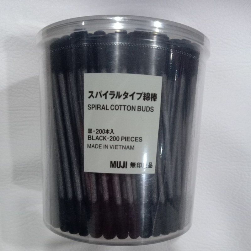 Jual Muji Spiral Cotton Buds Black 200 pieces.Produk Jepang asli. Muji ...