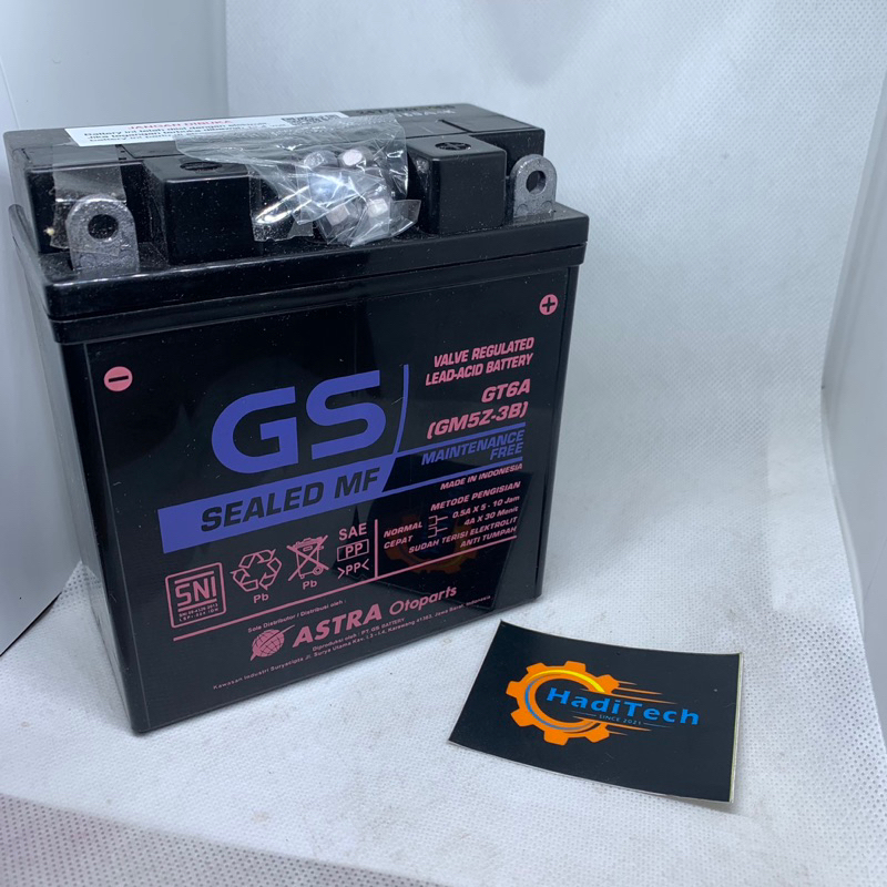 Jual Aki Sepeda Motor GS Astra Original GT6A (GM5Z-3B) Supra Vega Mio Smash Shogun | Shopee ...