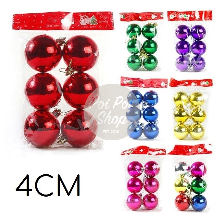 Jual Bola Natal 4cm isi 6 Glossy OPP Hiasan Pohon Natal Aksesoris Murah ...