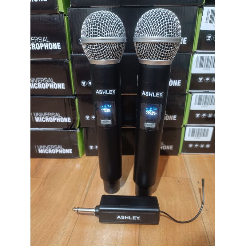 Jual mic wireless Ashley LT-508 karoke isi 2 suara jernih stok baru ...