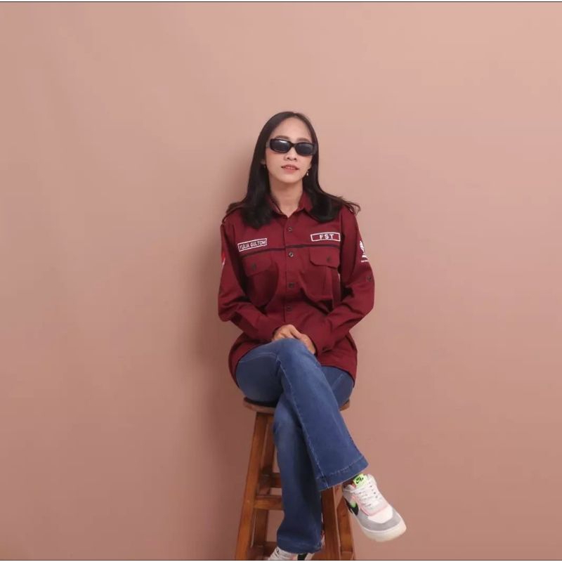 Jual READY STOCK KEMEJA PDH UNIVERSITAS TERBUKA MAROON | Shopee Indonesia