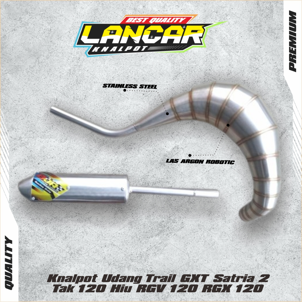 Jual Knalpot Udang Trail GXT Satria 2 Tak 120 Hiu RGV 120 RGX 120 Stainless | Shopee Indonesia