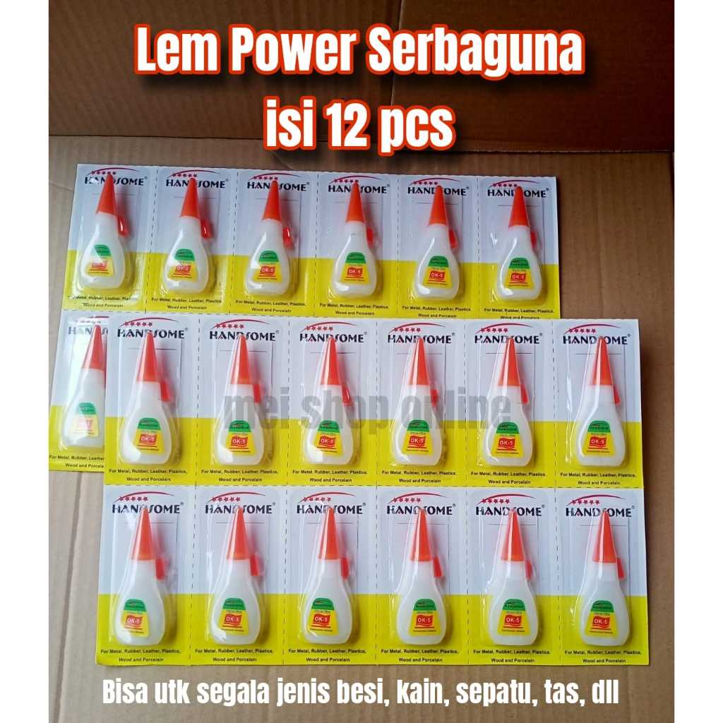 Jual LEM POWER GLUE HANDSOME / ATRICO HARGA PROMO 1 LEMPENG ISI 12 PCS ...