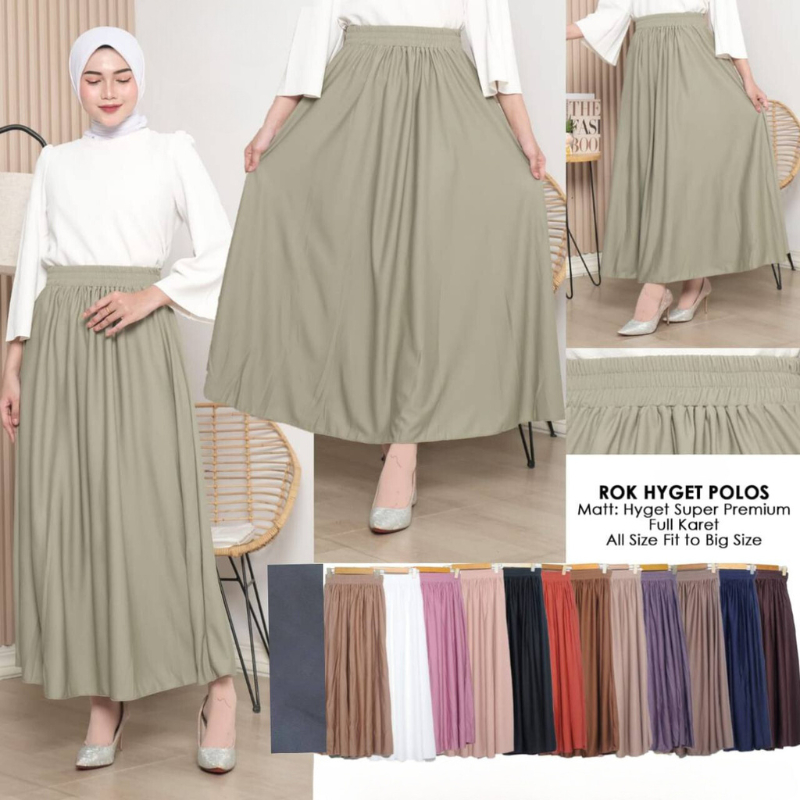 Jual ROK POLOS BAHAN HYGET SUPER PREMIUM / BASIC SKIRT ROK JUMBO ...