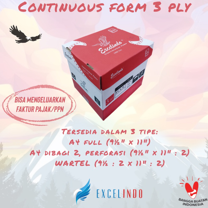 Jual continuous paper 3ply / continuous paper 3 ply / continuous form 3 ...