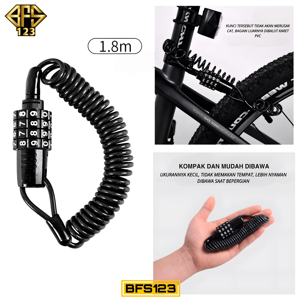 Jual Kunci Gembok Helm Sepeda/Motor Password 4 Digit Bisa di Ganti ...