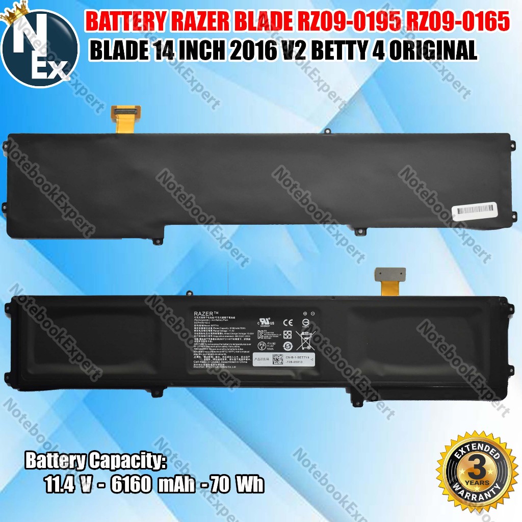Jual BATTERY RAZER BLADE RZ09-0195 RZ09-0165 BLADE 14 INCH 2016 V2 ...