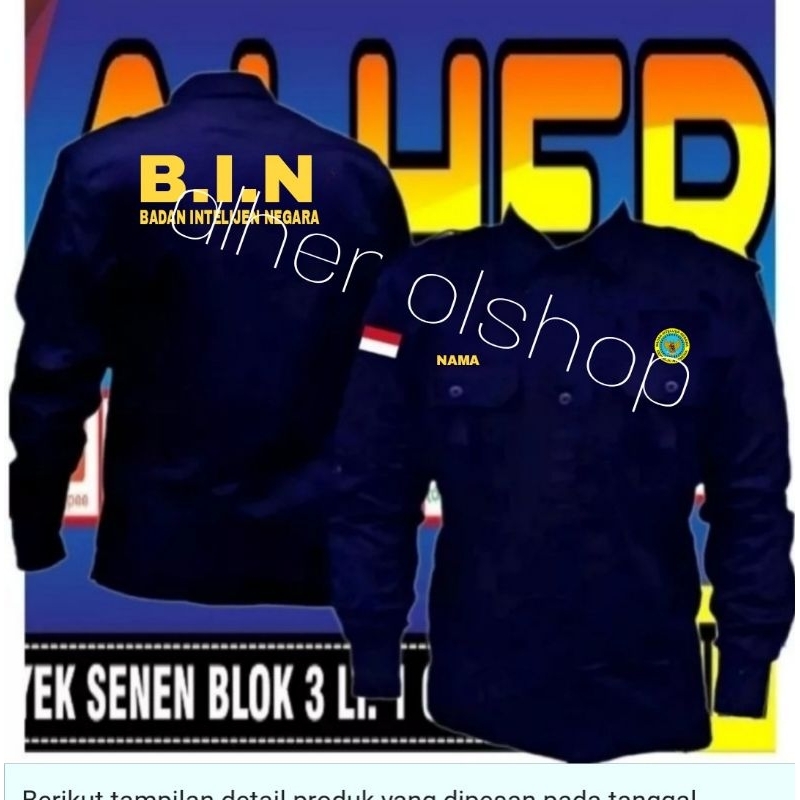 Jual Kemeja Bin kemeja badan intelijen negara baju bin seragam bin Pdh ...