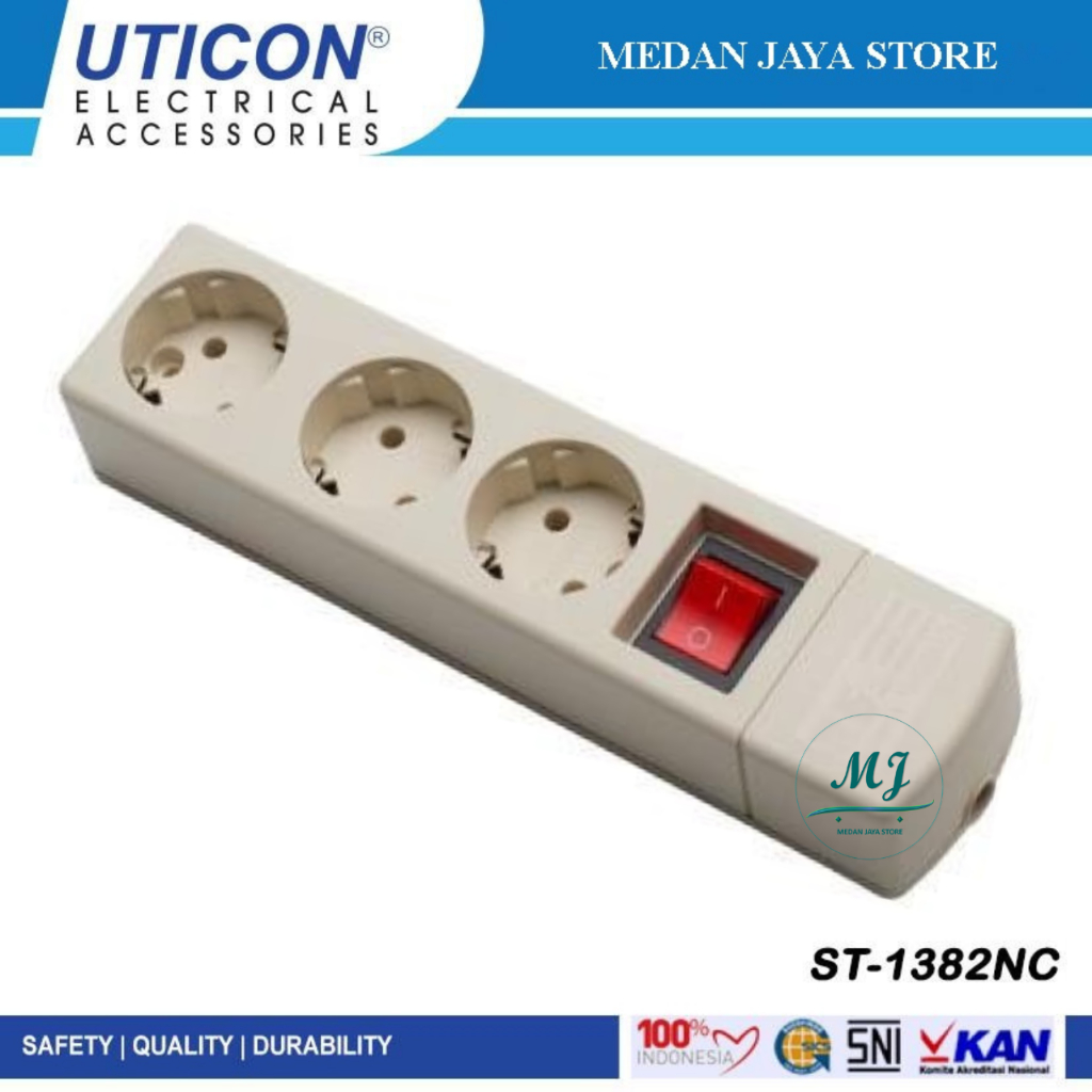 Jual Uticon ST-1382NC Stop Kontak 3 Lubang + Saklar - Colokan Listrik ...
