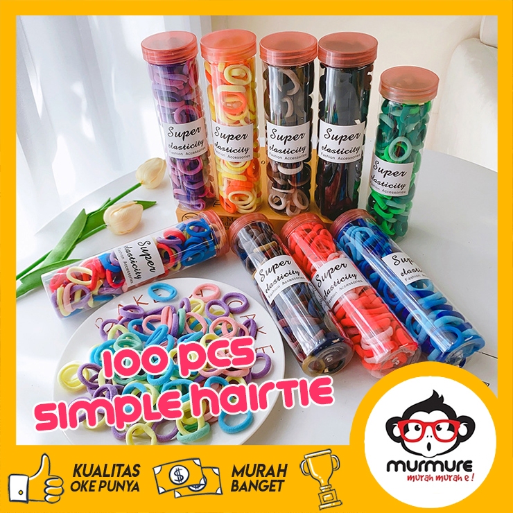 Jual MURMURE | 100 PCS/BOX IKAT RAMBUT ANAK WANITA KARET RAMBUT DONAT ...