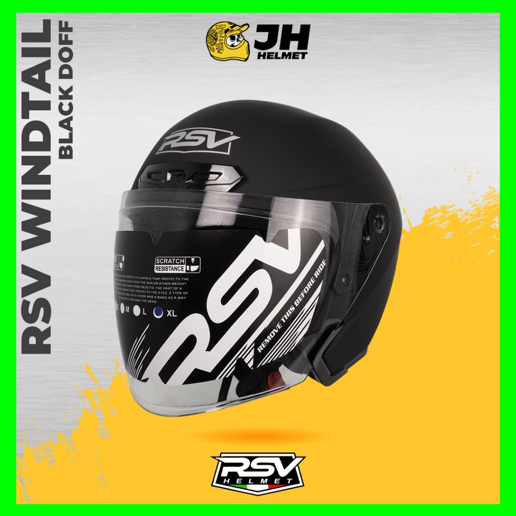Jual Helm RSV Windtail Solid Black Matte | Helm Half Face | JUAL HELM ...