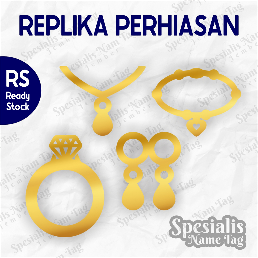 Jual Set Replika Perhiasan Mini Akrilik Cermin Emas / Perak / Dekorasi ...