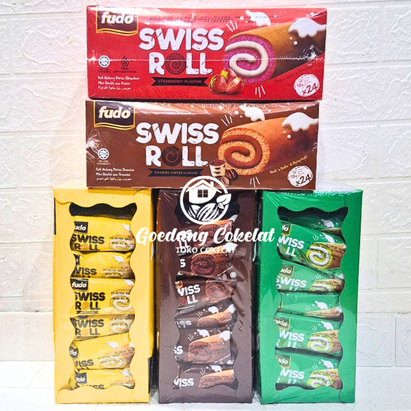 Jual Fudo Swiss Roll Layer Cake With Cream Flavour Pandan Coklat ...