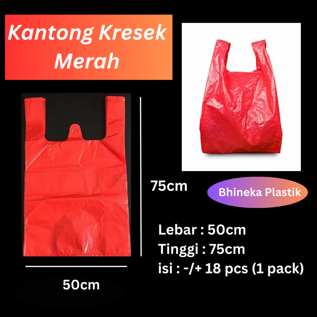 Jual Kantong Kresek merah uk 50, kresek jumbo, kantong merah besar ...