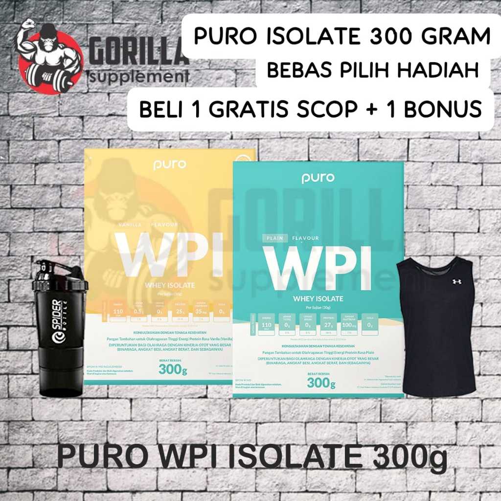 Jual PURO NUTRITION WPI 300 Gram 10 Serving - Whey Protein Isolate Grass fed Suplemen Fitness ...