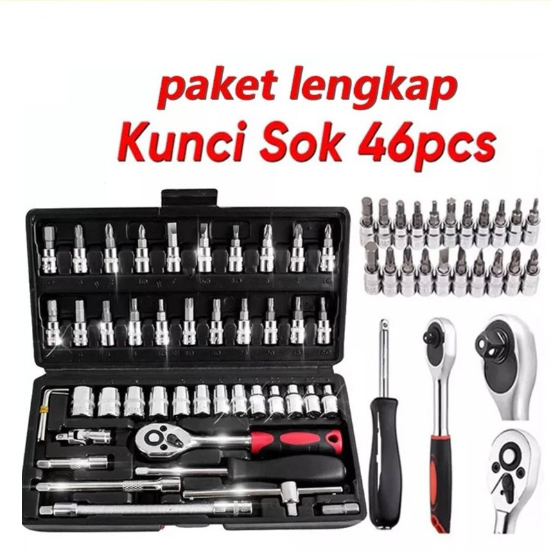 Jual Kunci Sok Set 46 Pcs Socket Wrench Mata Obeng Dilengkapi Box ...