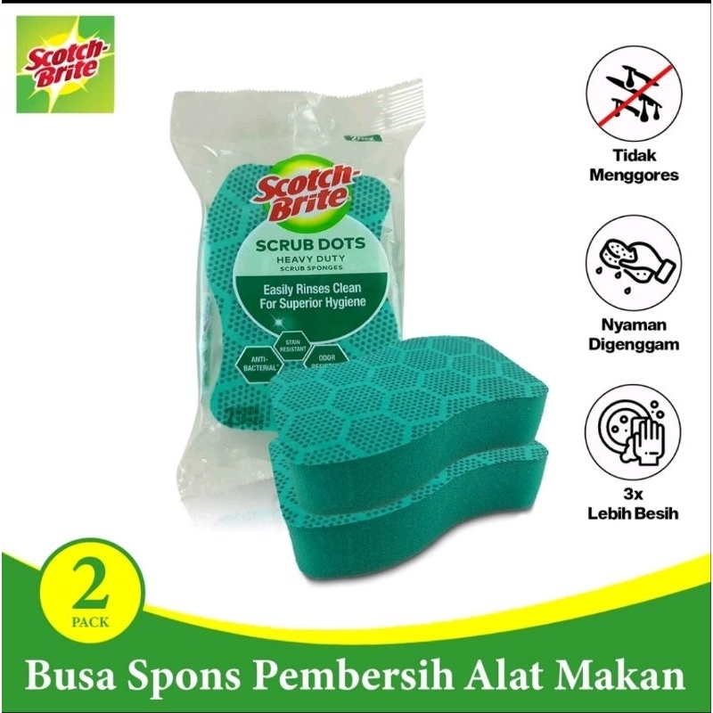 Jual scotch brite 3m sabut spons scrub dots daya gosok kuat SDHDPK2 isi ...