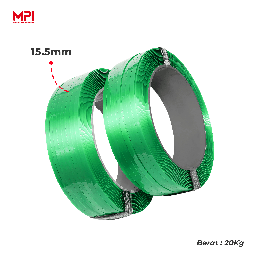 Jual Strapping Band PET - Tali Strapping Band Polyester PET Hijau 15.5mmx20 kg - Tali PET Hijau ...