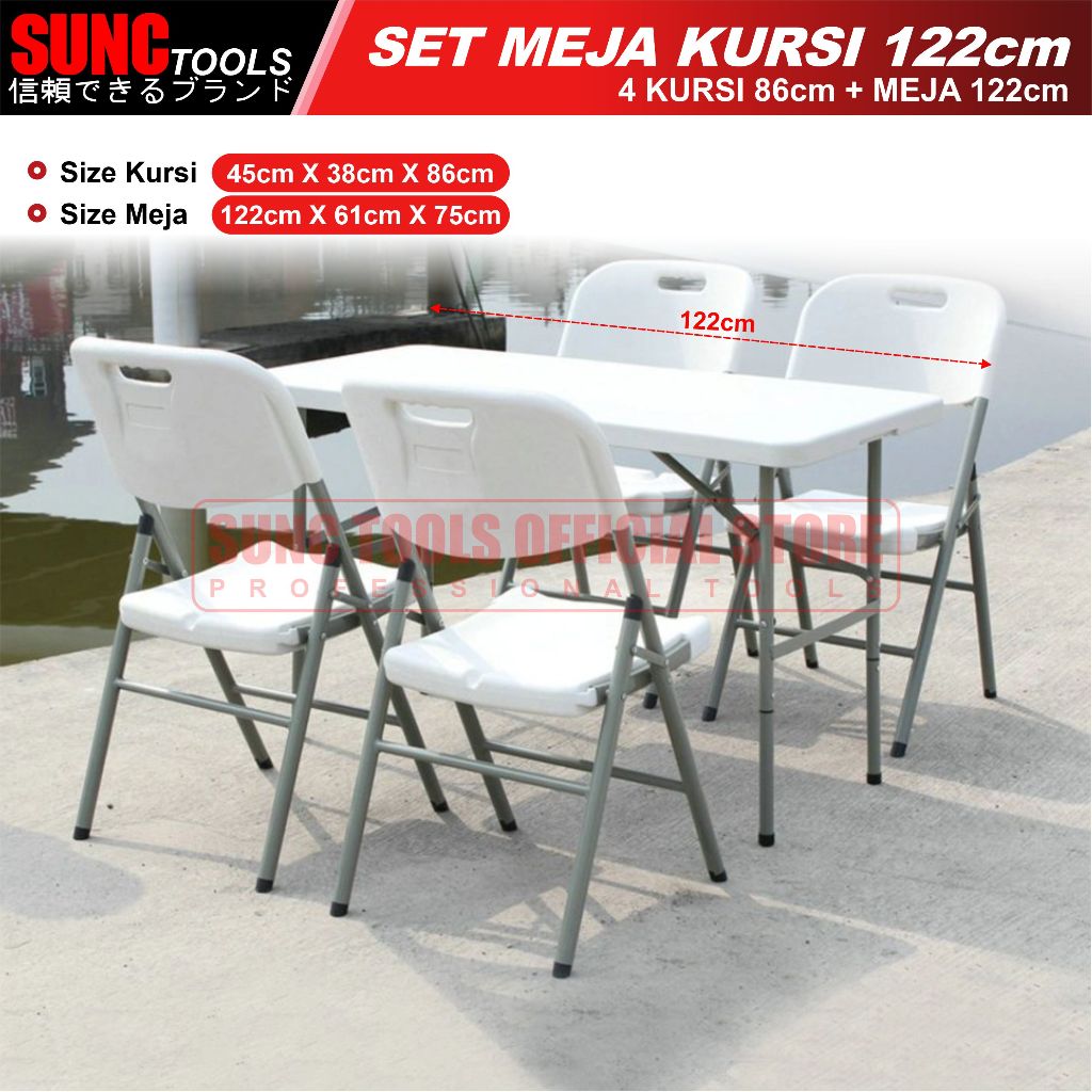 Jual SUNC TOOLS Meja Kursi Lipat Portable 122cm 1 SET | Shopee Indonesia