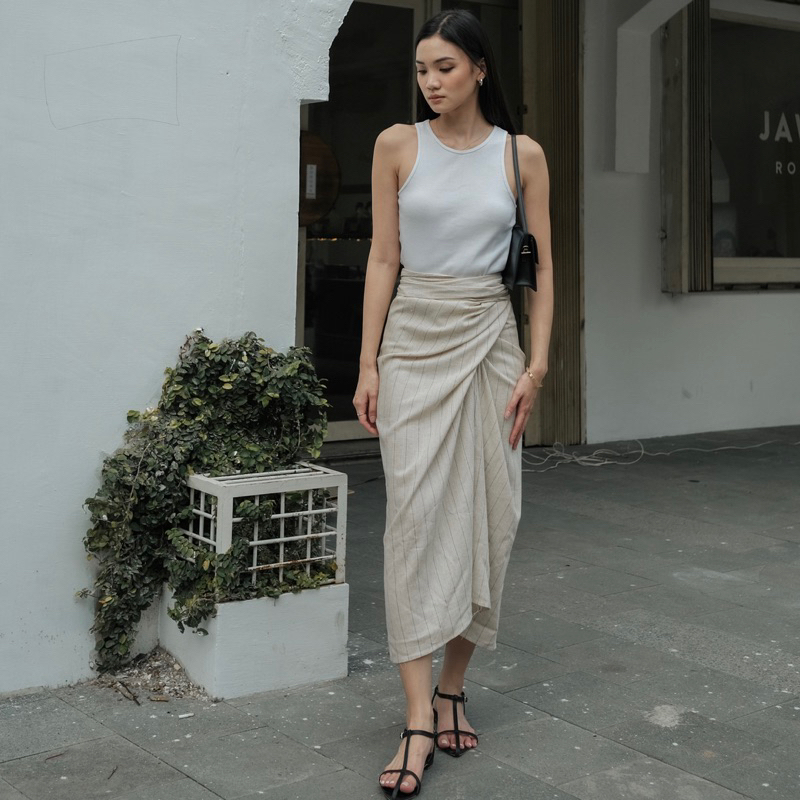 Jual Seya Clothing - Chel Raw Linen Wrap Skirt - Rok Lilit Wanita Bahan ...
