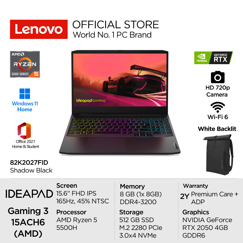 Jual Lenovo IdeaPad Gaming 3 15ACH6 7FID AMD Ryzen 5 5500H Win11 Home ...